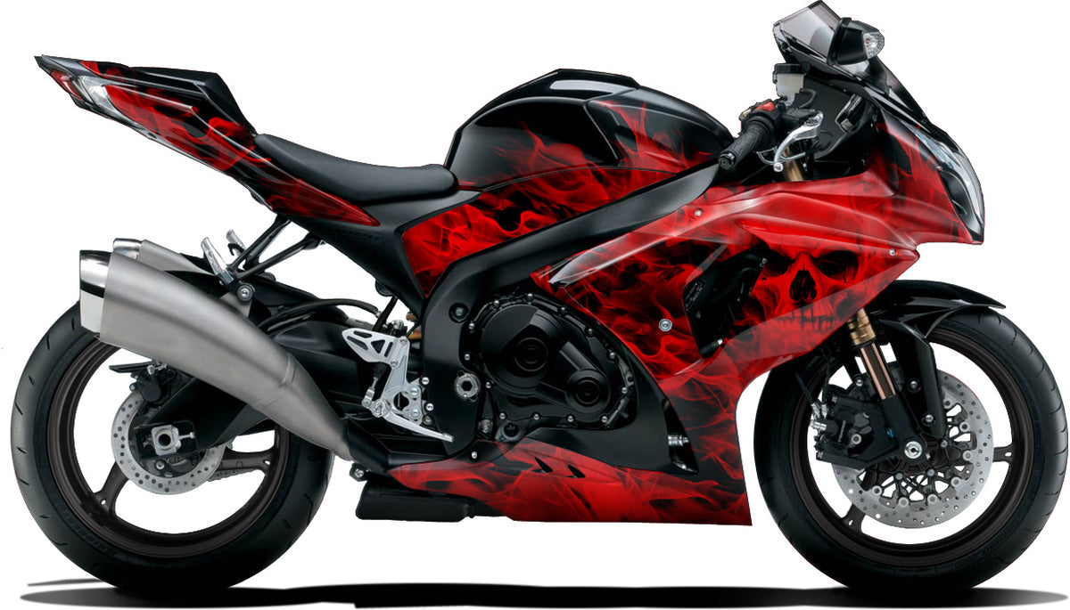 BIKESKINZ™ Motorcycle Vinyl Wrap Kit - Vapor Lock (Black & Red) theme ...